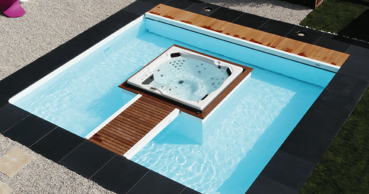 Piscine avec spa au centre - Inspiration Aquilus Piscines